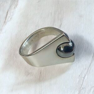Jewelry | Stunning Estate Sj Modernist Hematite Sterling Silver Ring ...
